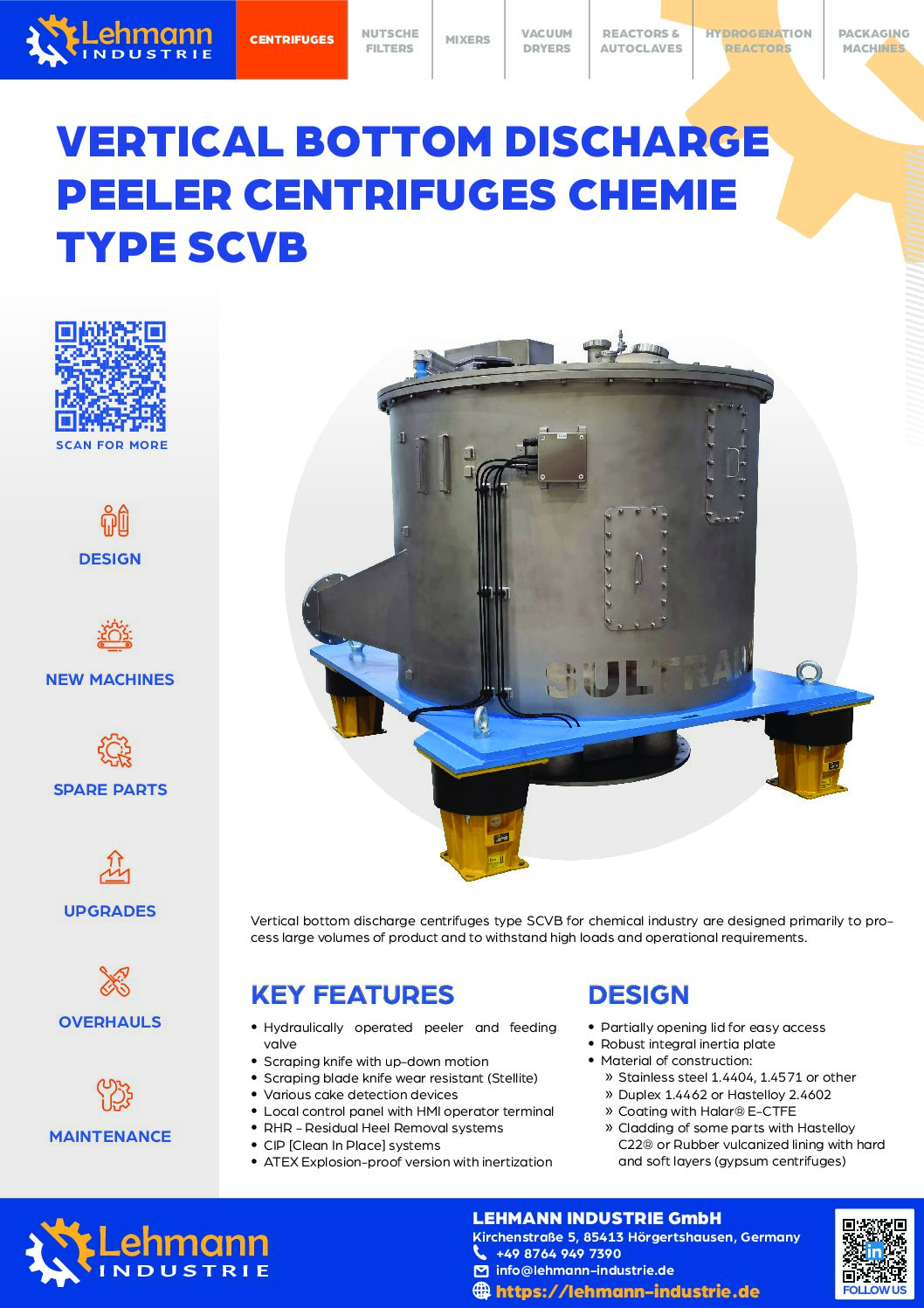 Vertical Gypsum Peeler Centrifuges | LEHMANN INDUSTRIE